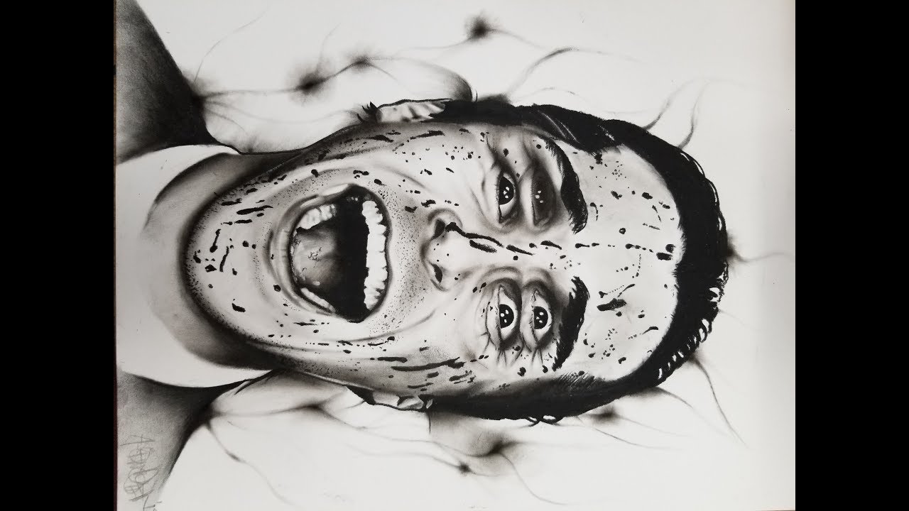 Time Lapse charcoal of Demonic? Christian Bale in American Psycho - YouTube