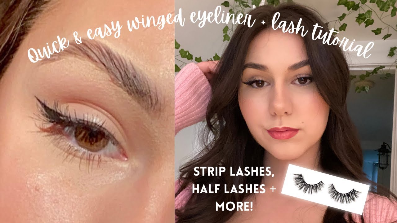 How to do WINGED EYELINER 3 WAYS! And how to apply FALSE LASHES ...