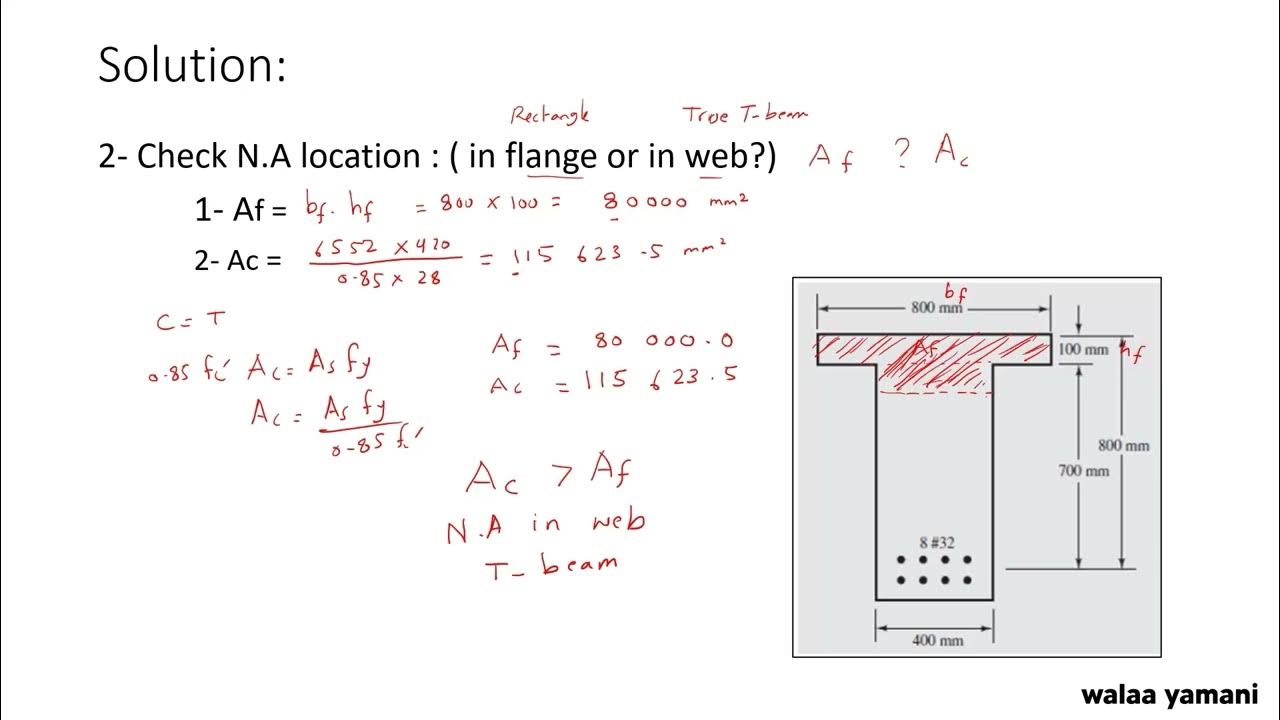 Lecture 17: Analysis of T-beam Example 2- Neutral Axis in Web - YouTube