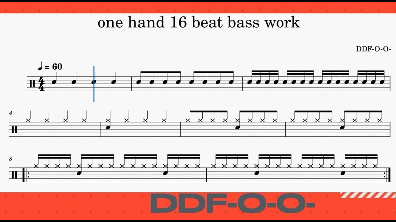 one hand 16th beat -bass work-드럼놀이터-DDF-O-O- - YouTube