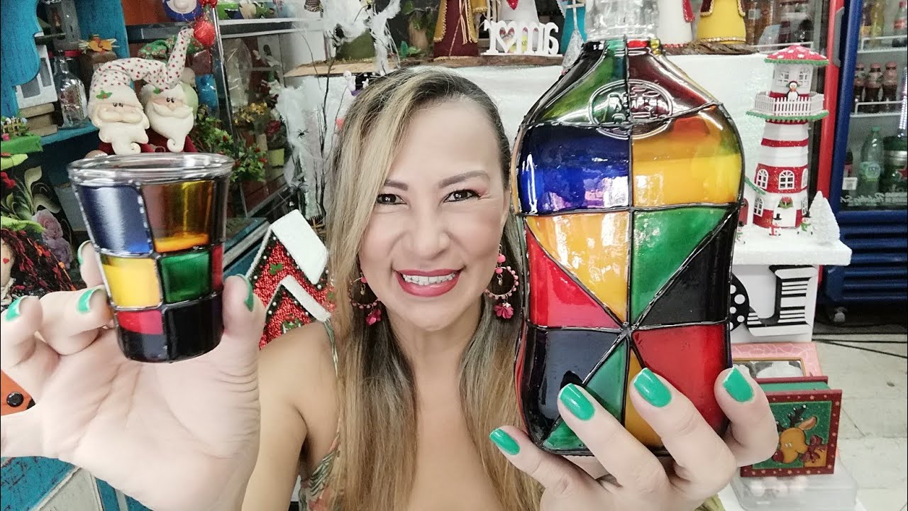 COMO HACER FALSO VITRAL SOBRE CRISTAL. - YouTube