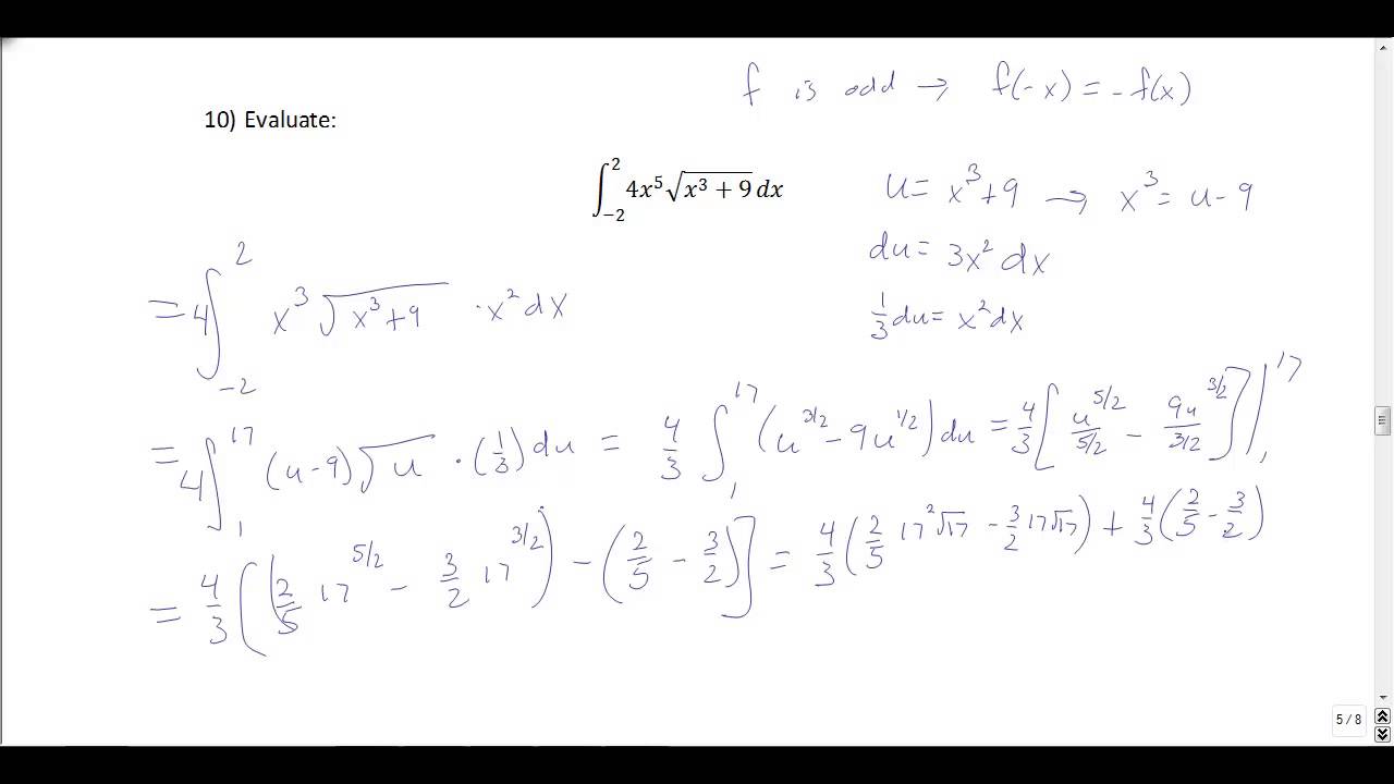 Calculus Problems: Substitution with Integrals and Areas Between Curves ...
