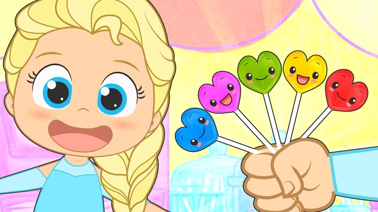 FINGER FAMILY with Elsa and Colored Lollipops 🍭 Children’s Songs ...