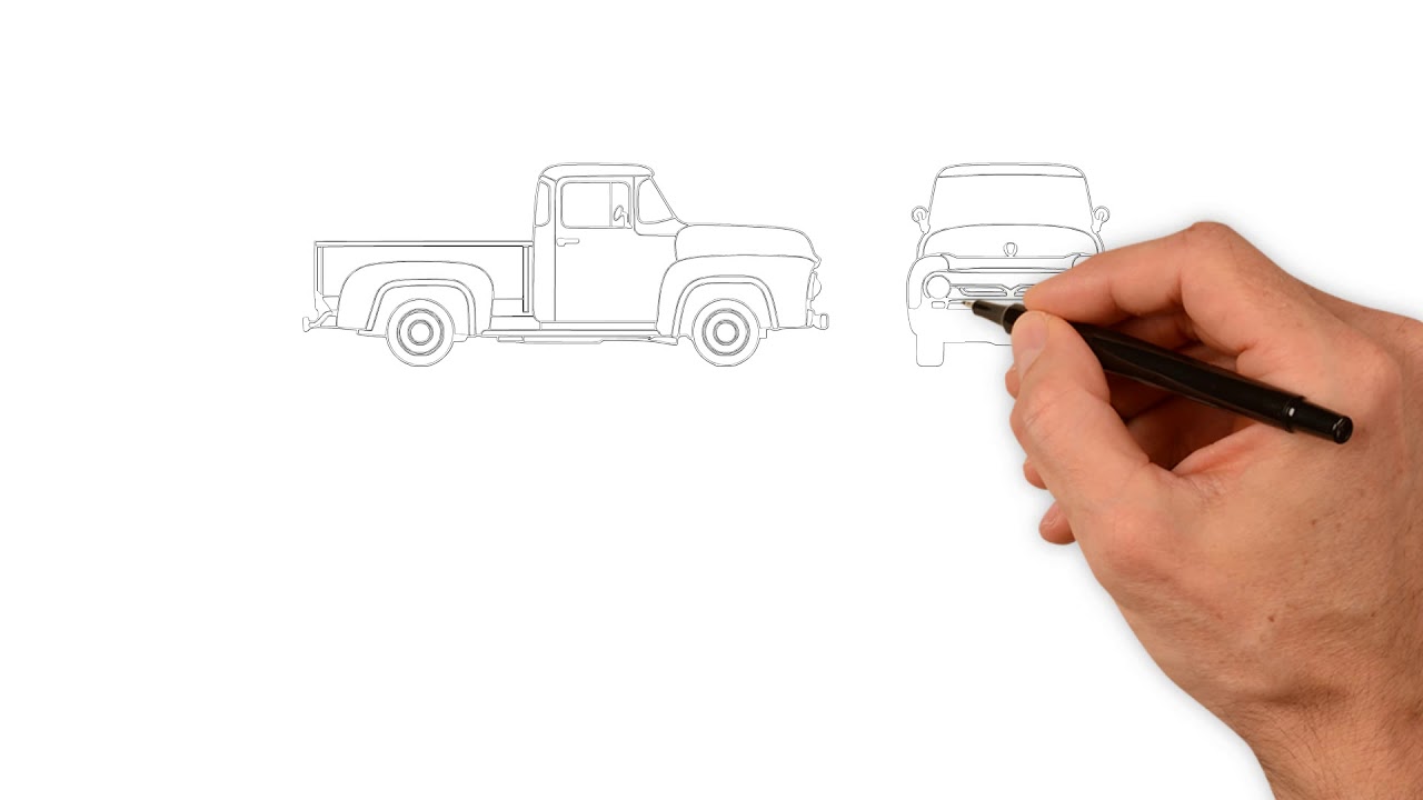 How to draw Ford F100 sketch - YouTube