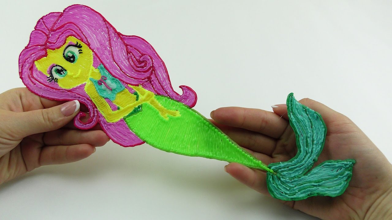 My Little Pony DIY Equestria Girls Fluttershy Mermaid Drawing with 3D ...