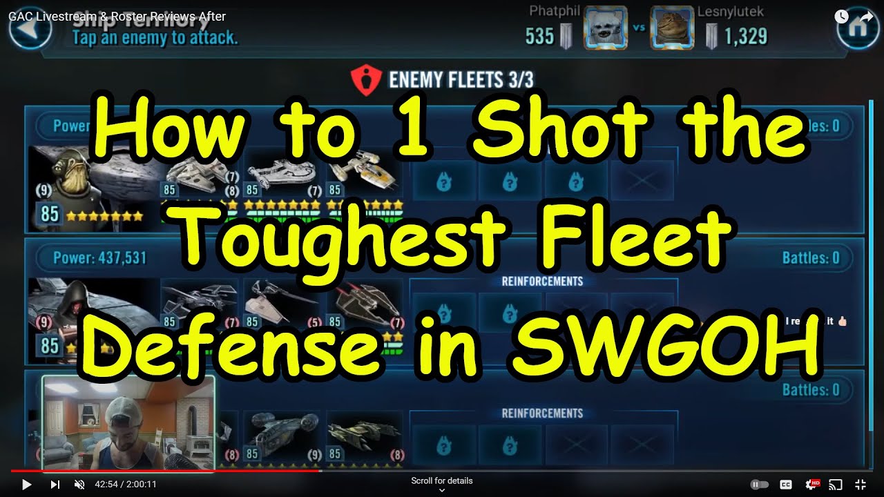 The Toughest Fleet Defense in SWGOH - 1 Shots All Around - YouTube