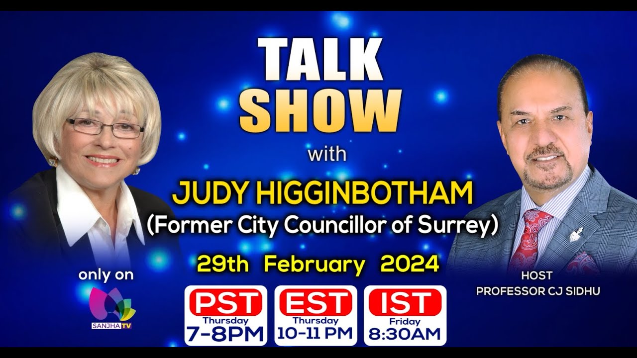 LIVE:-🛑Talk Show with CJ Sidhu(Host)Judy Higginbotham (Guest)|Sanjha TV ...