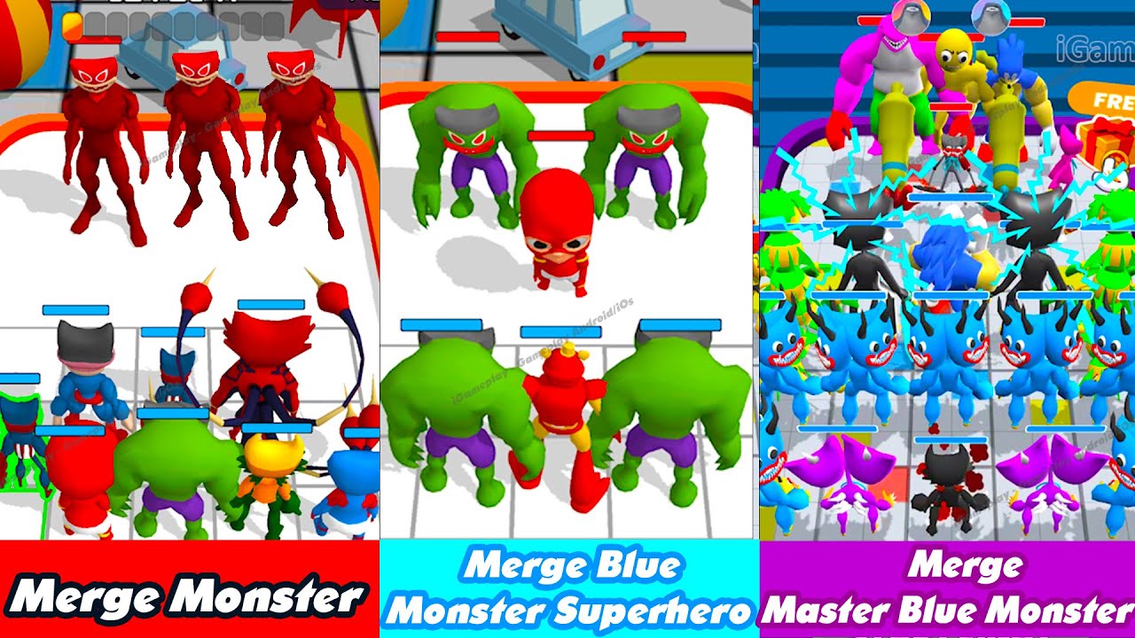 Merge Master Blue Monster vs Merge Blue Monster Superhero vs Merge ...