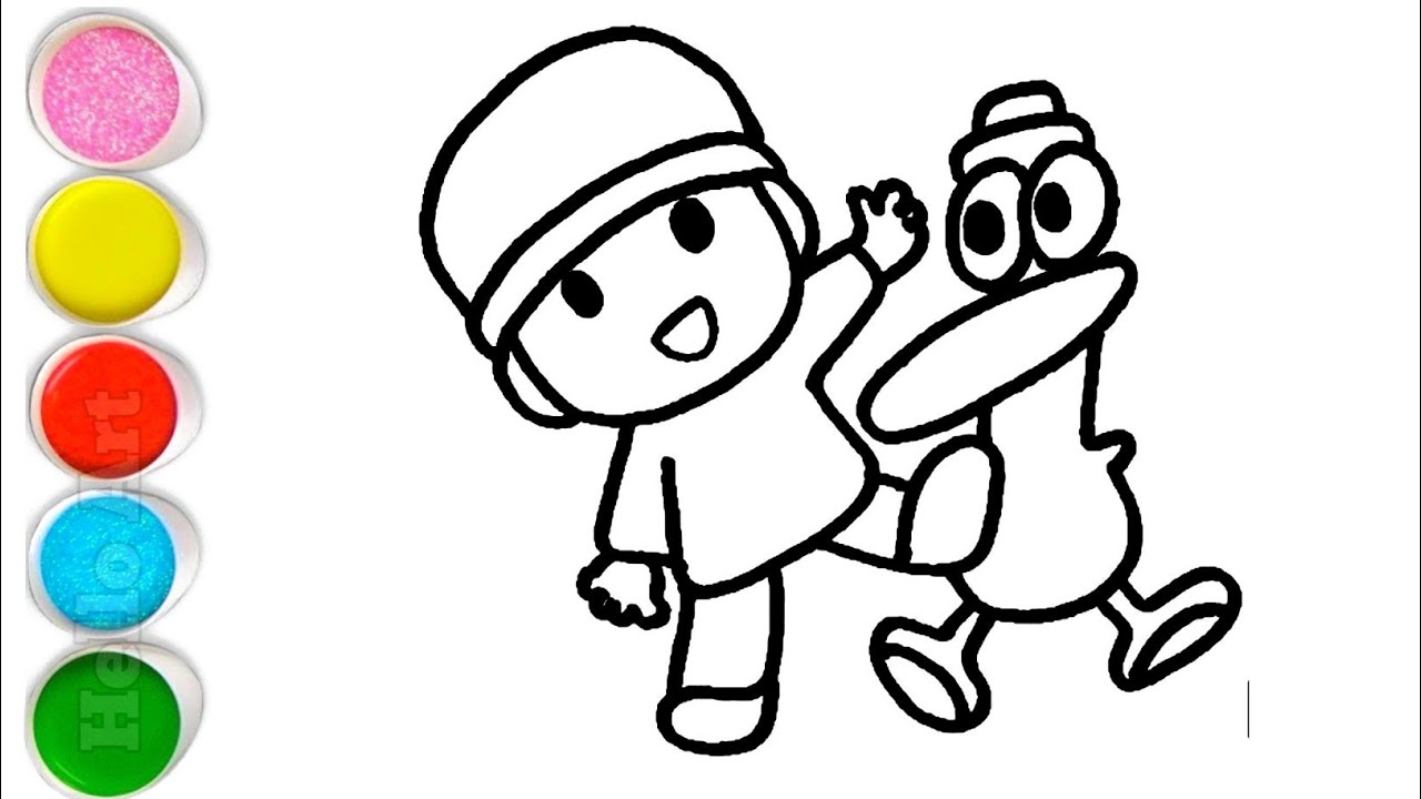 Cute Pocoyo With Pato Drawing, Painting and Coloring For Kids and ...
