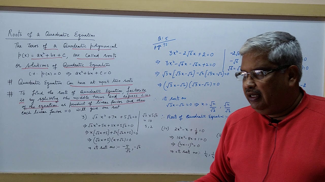 2 QUADRATIC EQUATIONS EX 4 2 YouTube