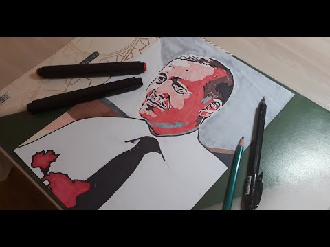 Drawing Recep Erdogan - Recep Tayyip Erdoğan çizim - Рисуем Реджепа Эрдогана