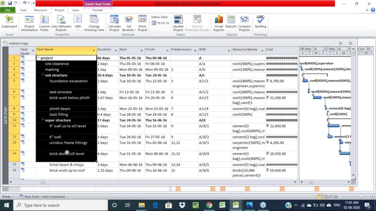 Microsoft project for Civil engineers VTU students - YouTube