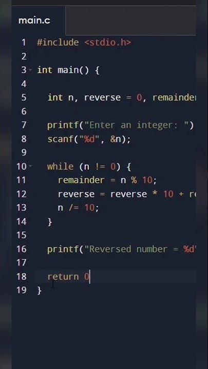 c program to reverse a number #shorts #viral #coding #cse #yt #shortfeeds - YouTube