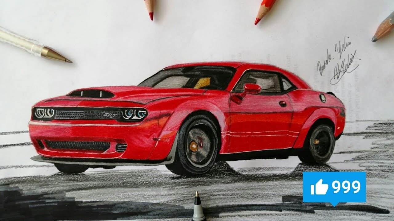 DODGE CHARGER SRT ART | GERÇEKÇİ SÜPER ARABA ÇİZİMİ | HOW TO DRAW CAR ...