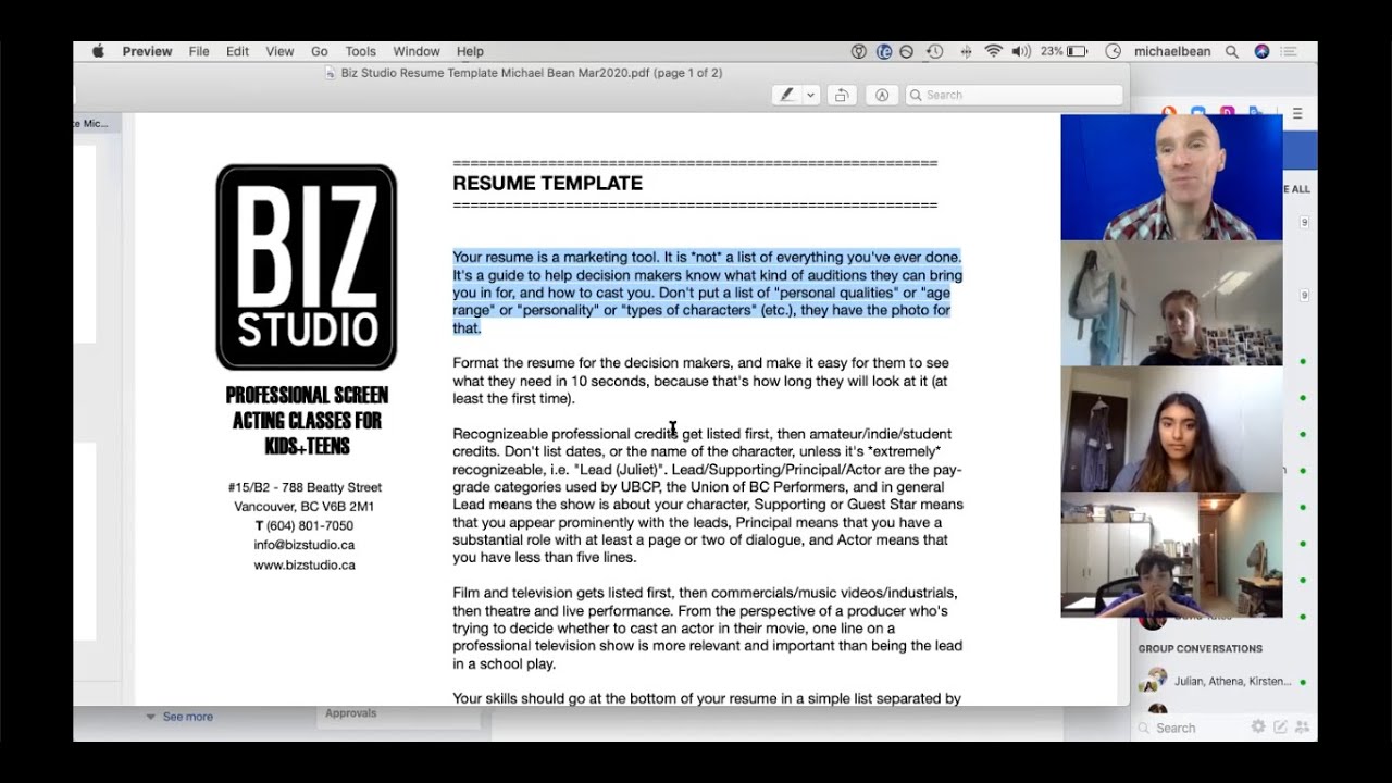 How to make a professional film+tv resume. - YouTube