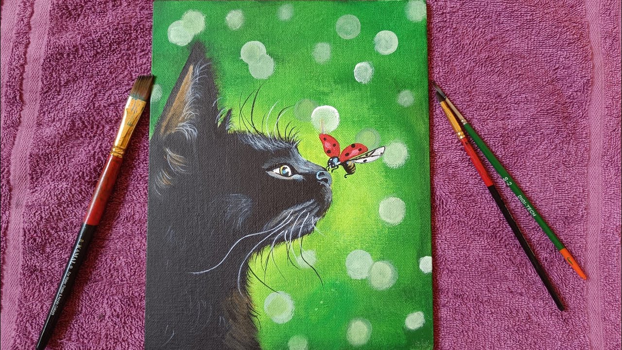 Cute CAT DRAWING Easy 😺 ACRYLIC PAINTING TUTORIAL STEP BY STEP - YouTube