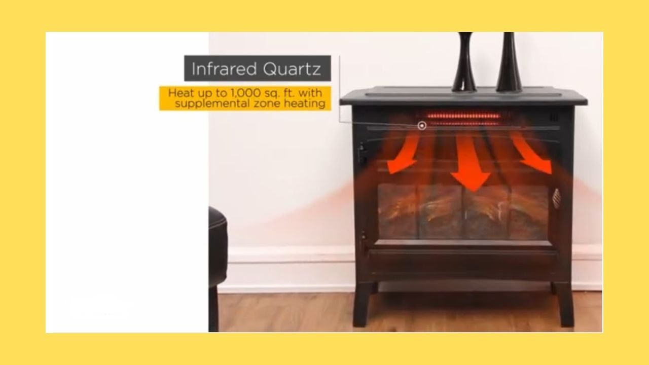 Electric Infrared Quartz Fireplace Stove with 3D Flame Effect - YouTube