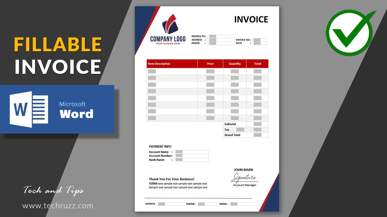 How to Create a Fillable Invoice in Microsoft Word 2016/2019 - YouTube