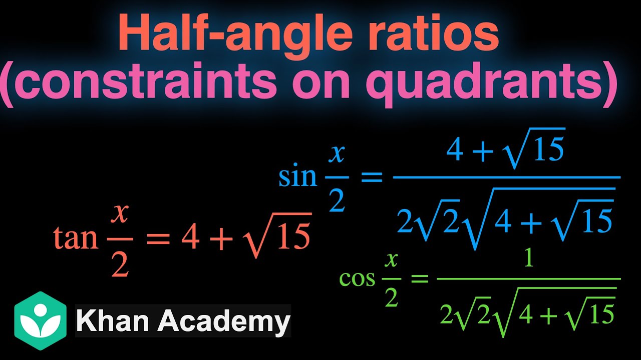 Half angle ratios (const. on quadrant)(Hinglish) | Trigo functions ...
