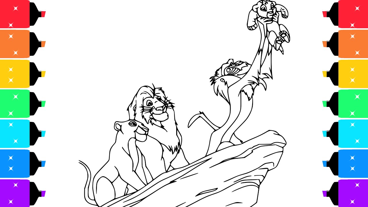 The Lion King Coloring Pages | Coloring Rafiki Holding Simba with ...