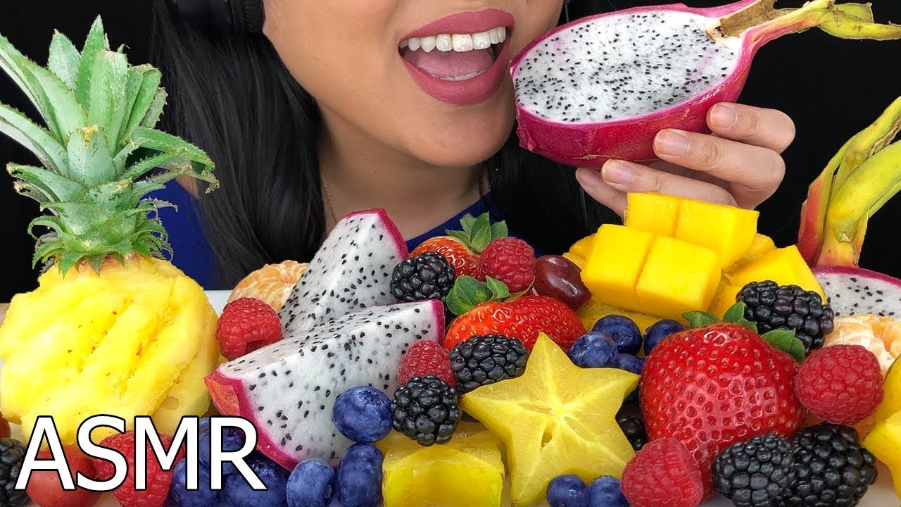 ASMR EXOTIC FRUIT PLATTER MIX (Crunchy & Soft Eating Sounds) | No ...
