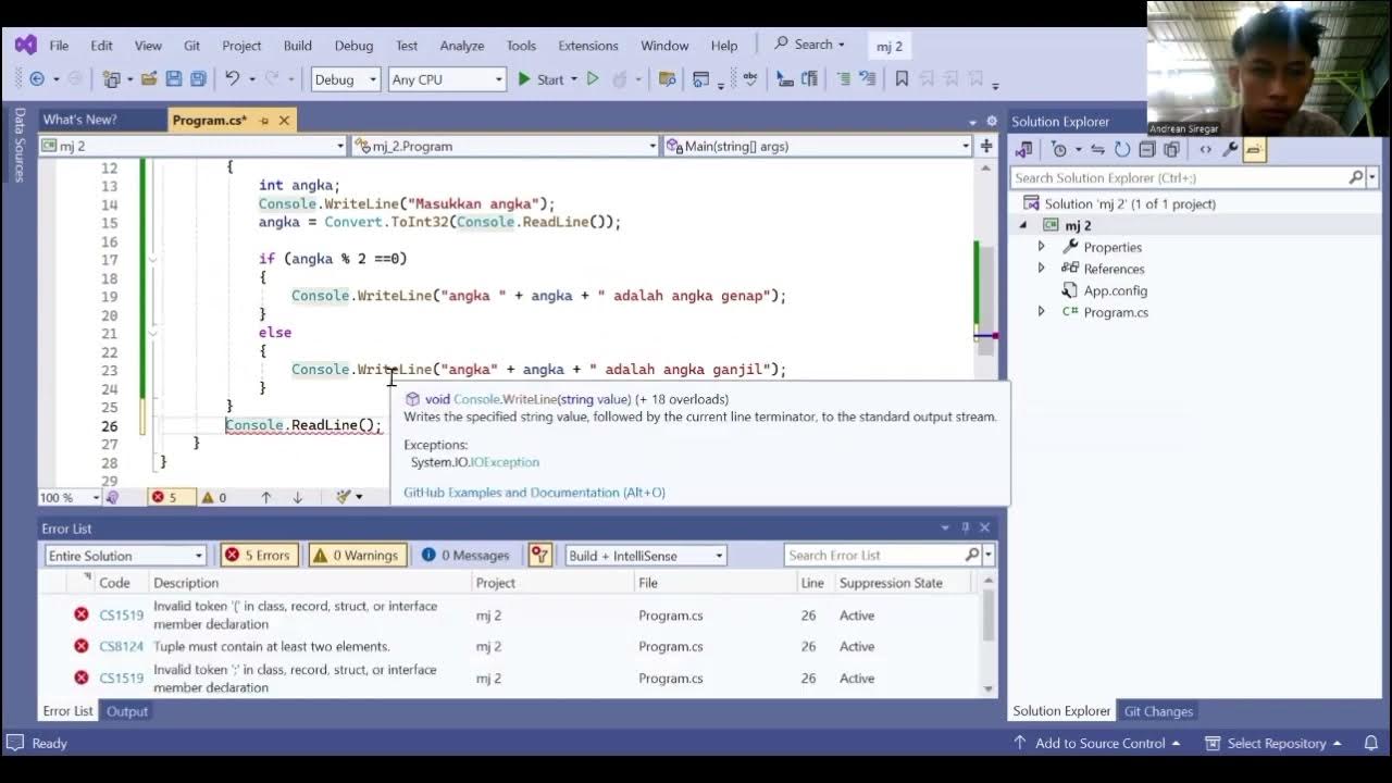 Tugas Algoritma Dan Pemrograman Menggunakan Visual Studio - YouTube