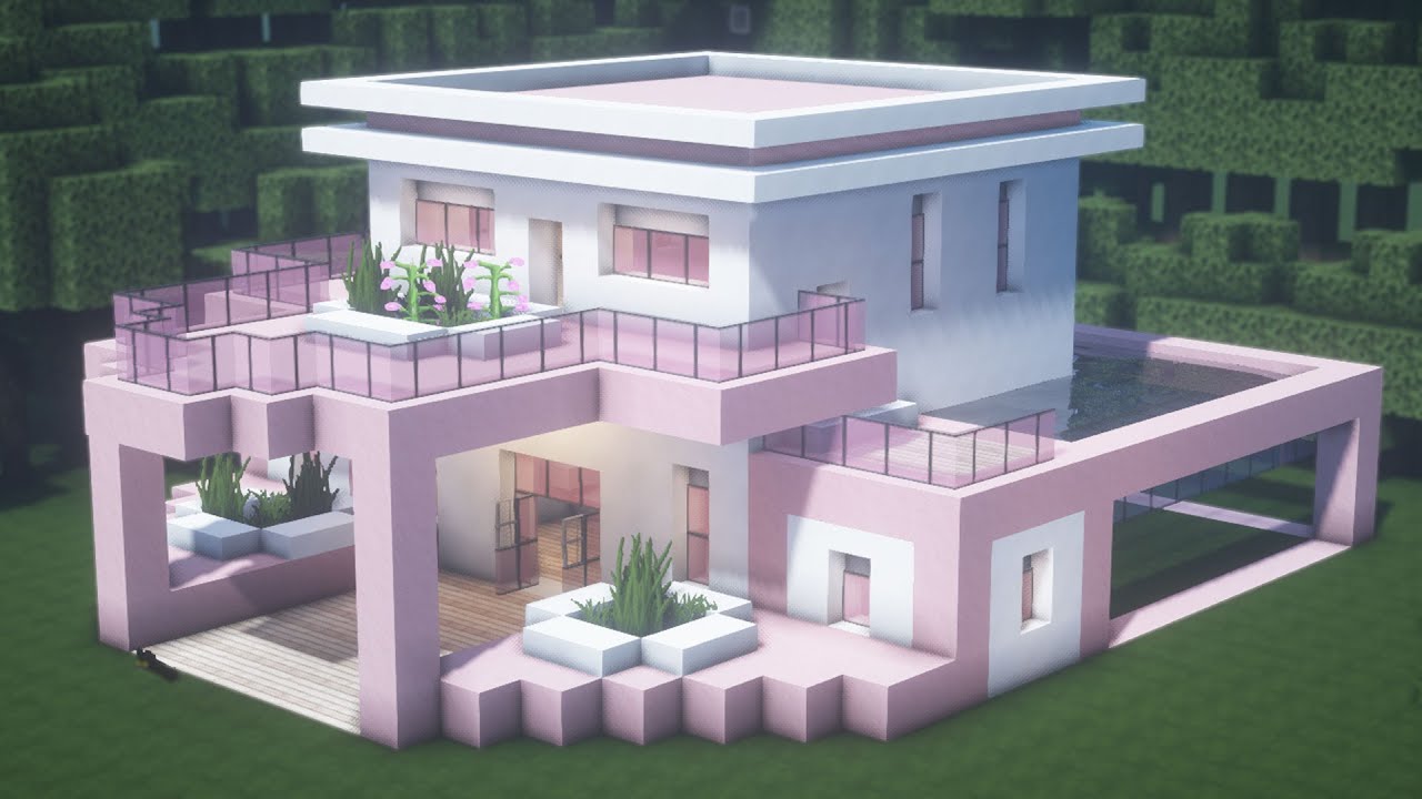 Minecraft🌸 How to Build a Large Modern House Tutorial #203 - YouTube