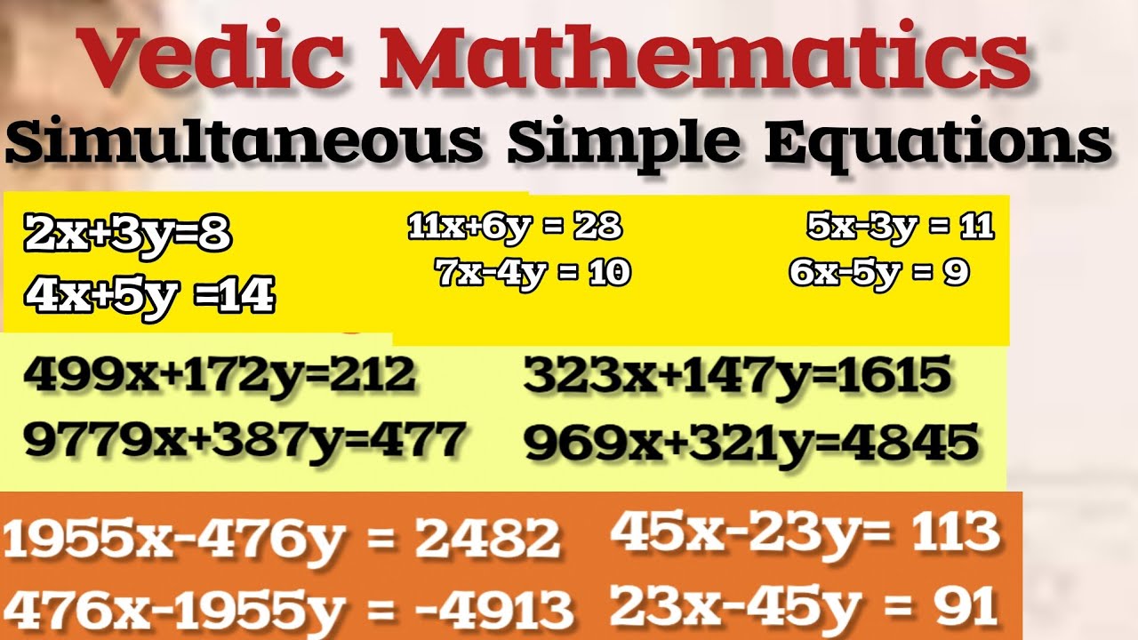 Vedic Mathematics| Simultaneous Simple Equations #maths #education # ...
