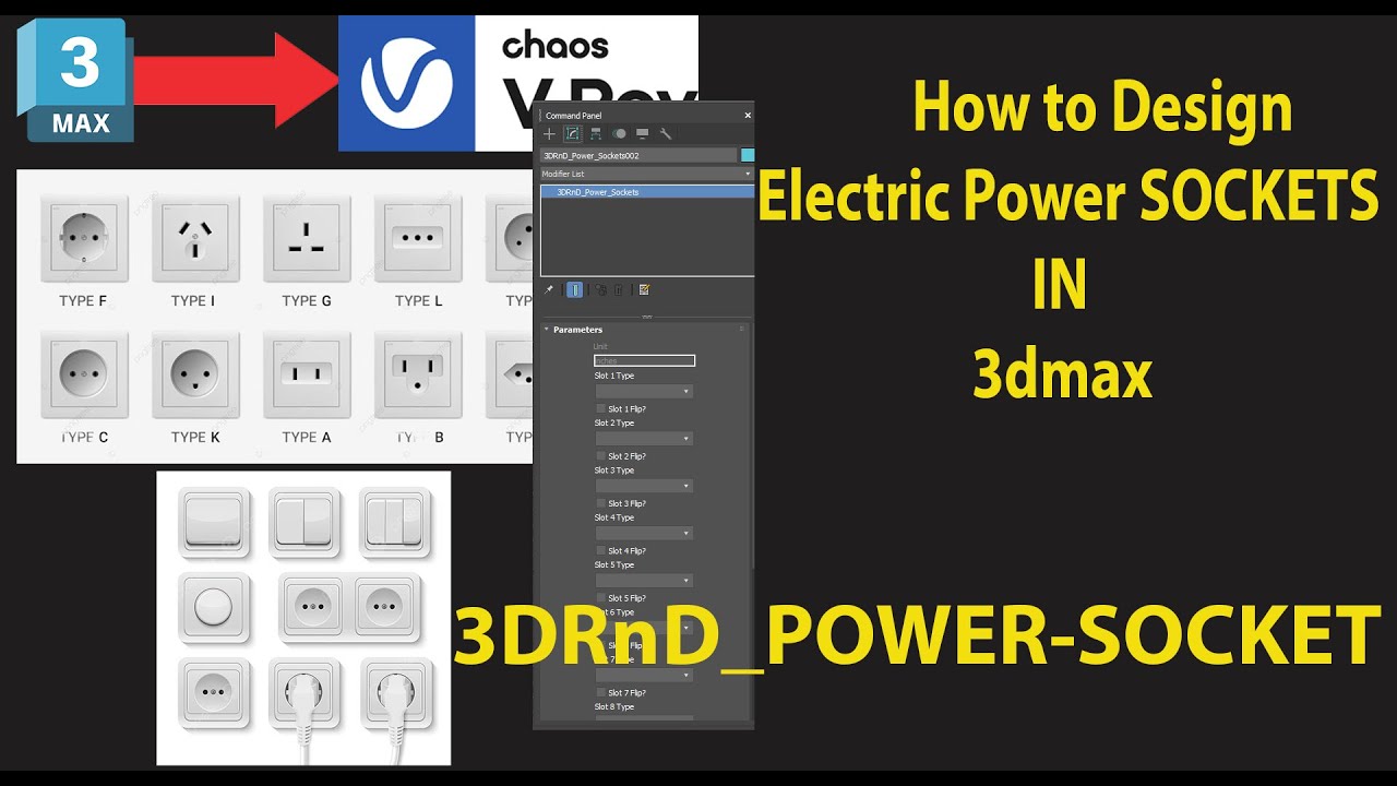 How to Model 3d Sockets in 3dmax|3DRnD_Power_Sockets Max Scripts - YouTube