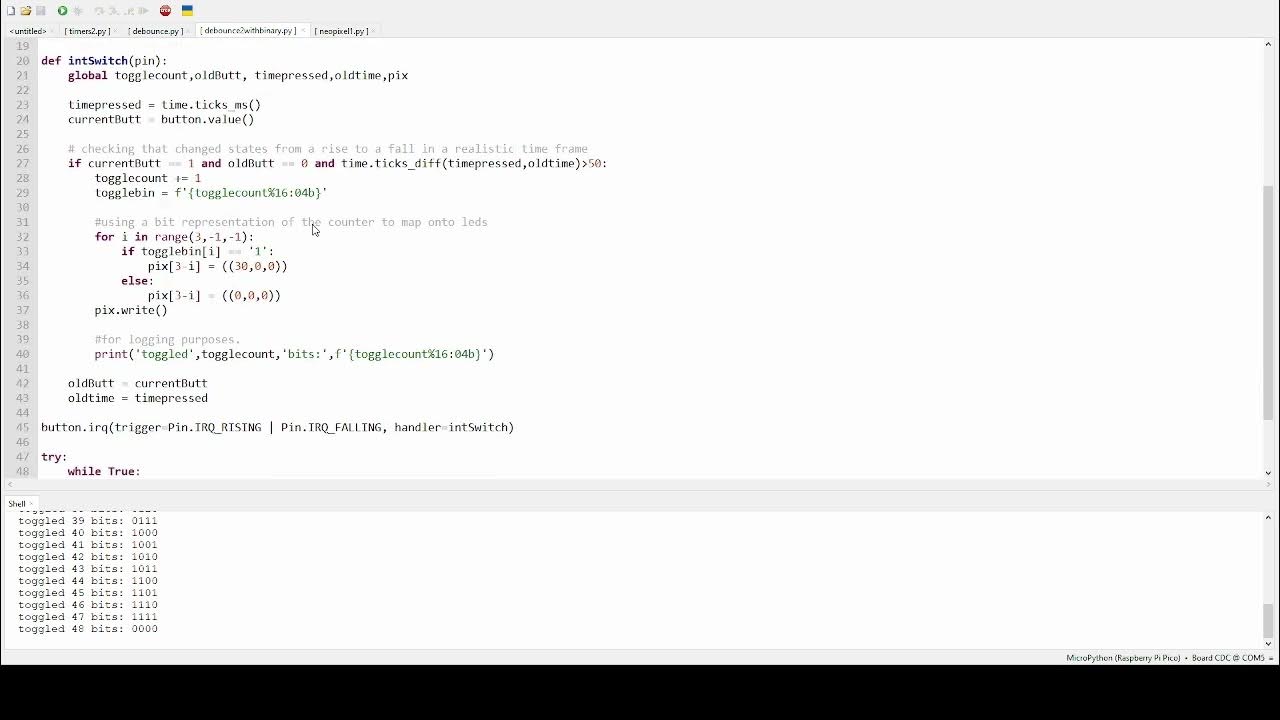 Lesson 84 solution to binary debounce - YouTube
