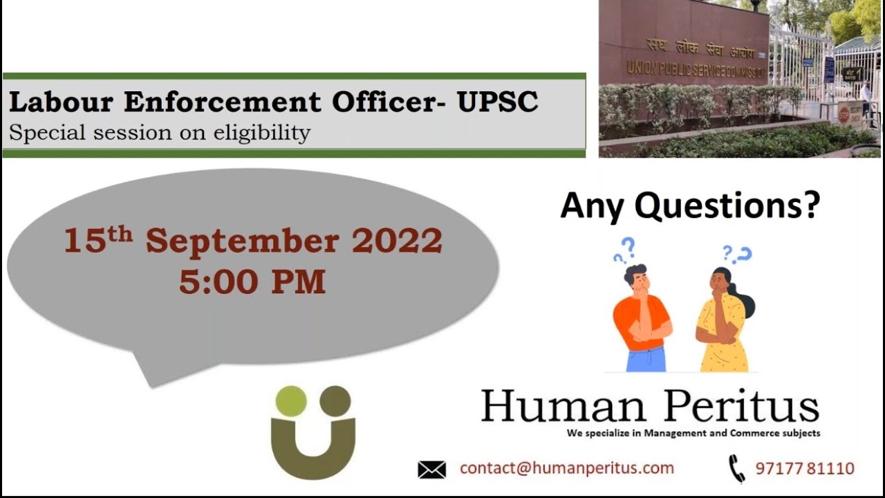 Labour Enforcement Officer exam by UPSC- Special Online Session on 15th ...