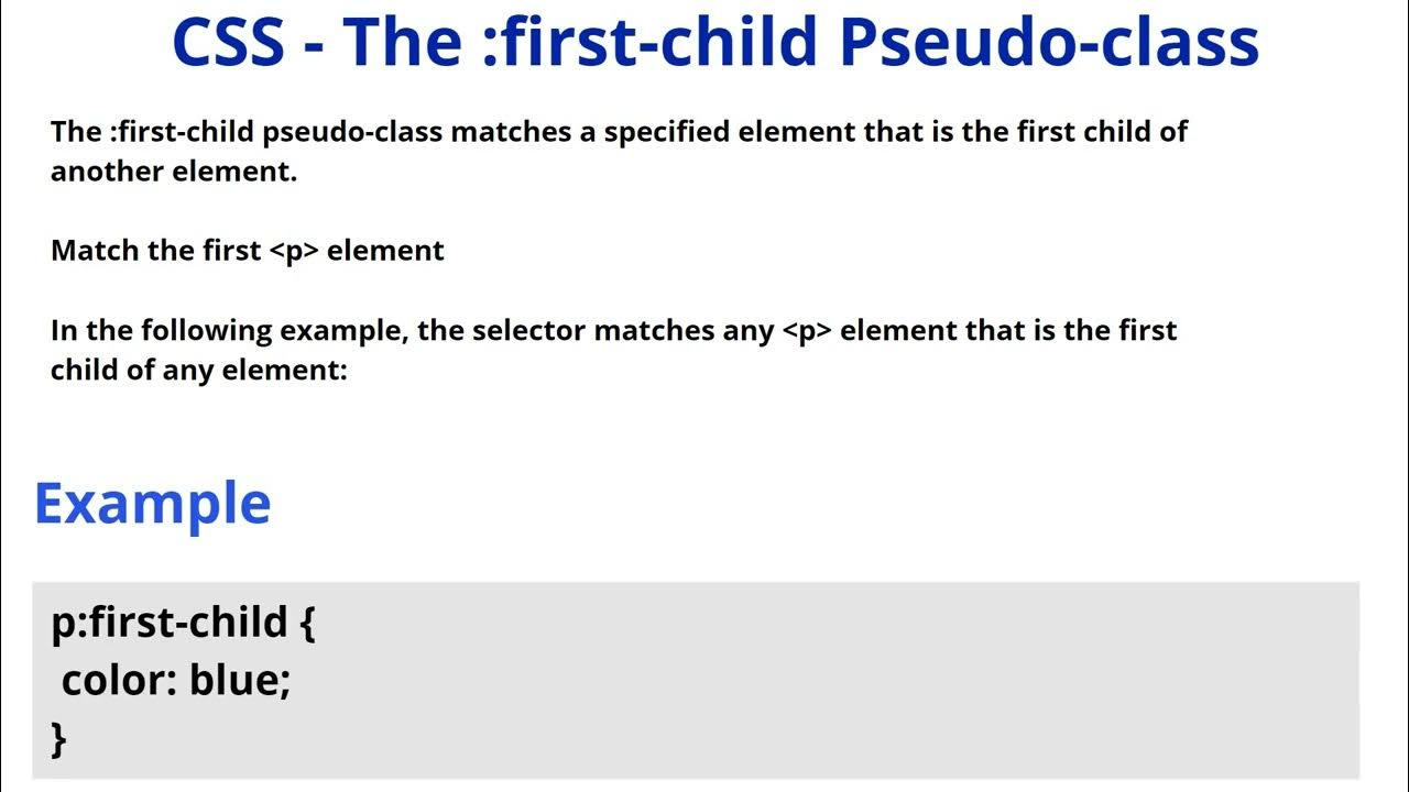 CSS First-child pseudo-class | CSS First child & first of type Pseudo Class | First & Last-Child ...