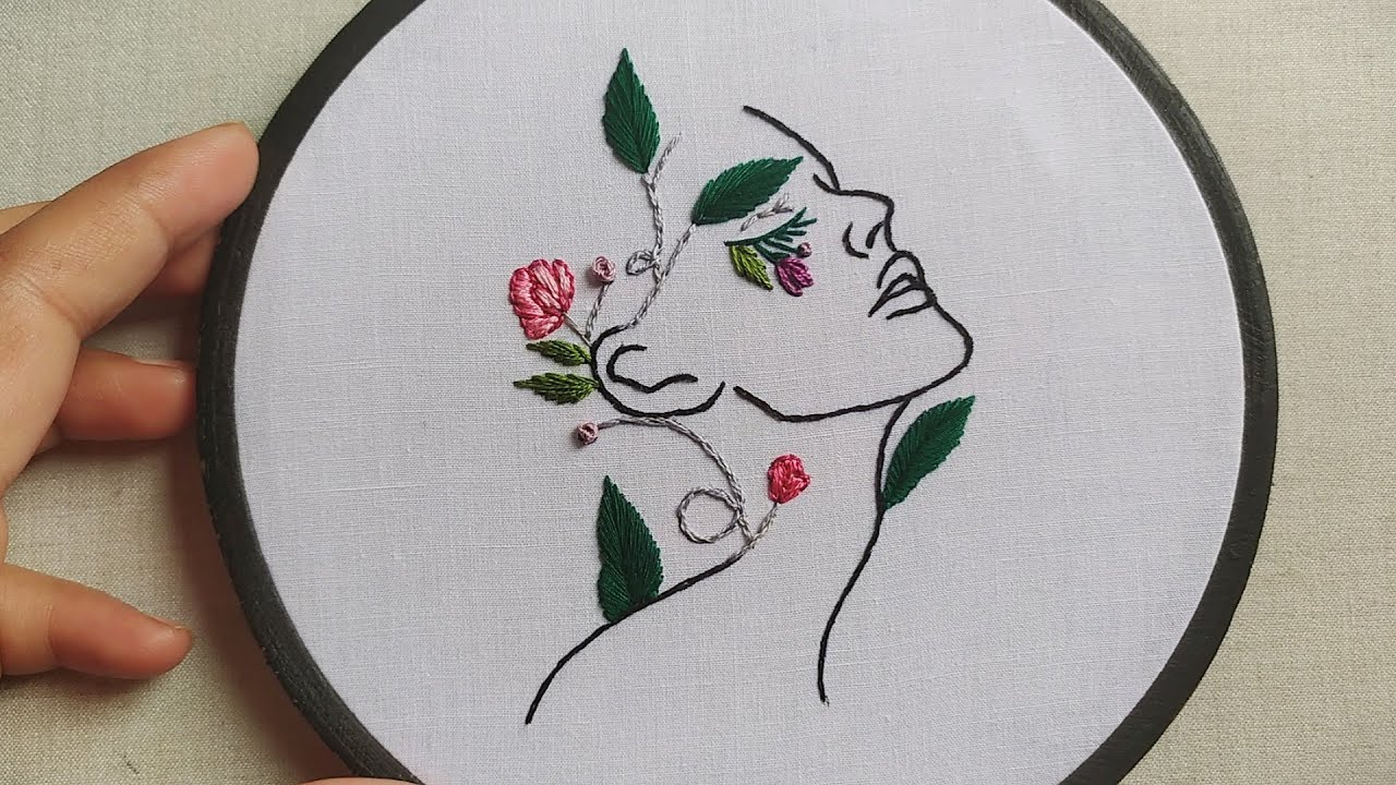Girl and Flowers embroidery tutorial | Embroidery for Beginners - Let's ...