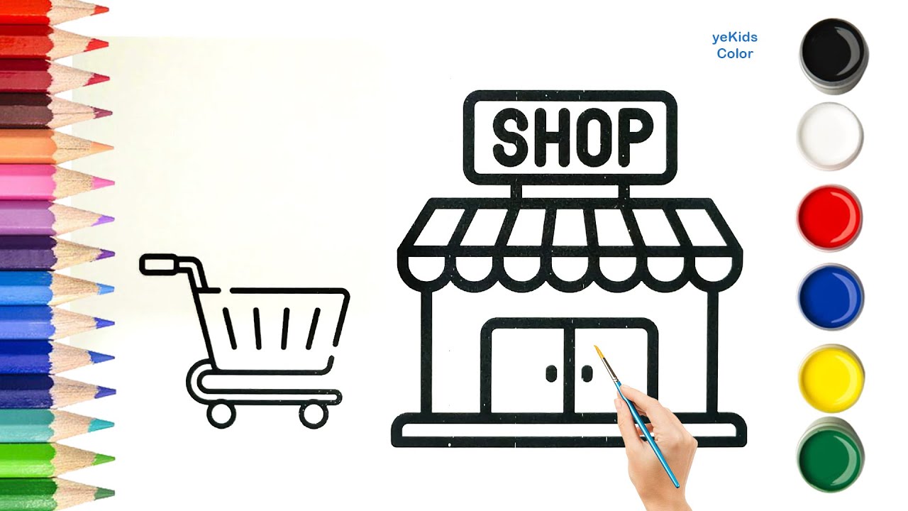 Shopping Center Drawing, Painting, and Coloring for Kids & Toddlers # ...