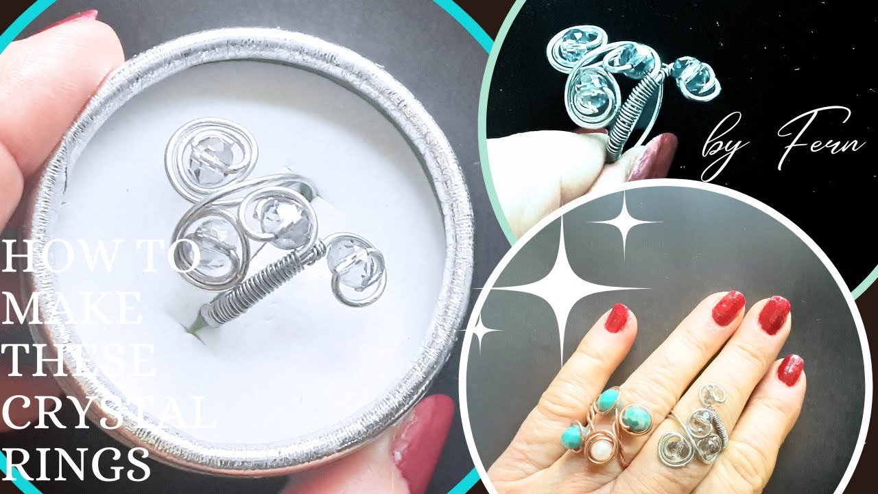 2 Ring Tutorials, Crystals#Wire Wrapped Rings/#howtomakering / Crystal Ring and Turquoise Ring ...