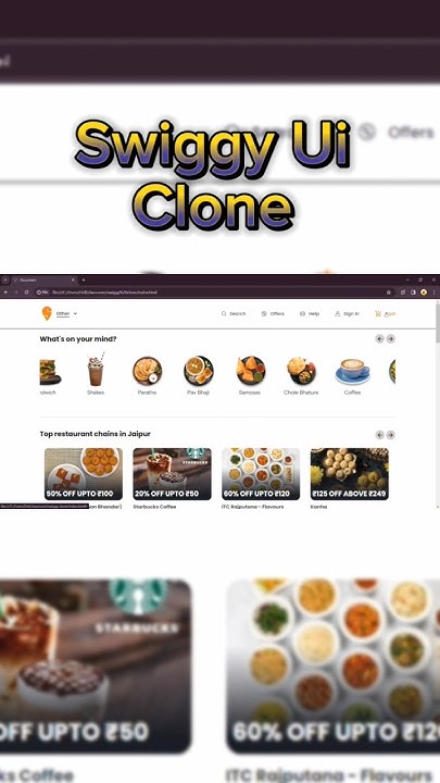 Swiggy Ui Clone Using Htmlcss And Js Swiggy Clone Javascript Shorts Youtube 