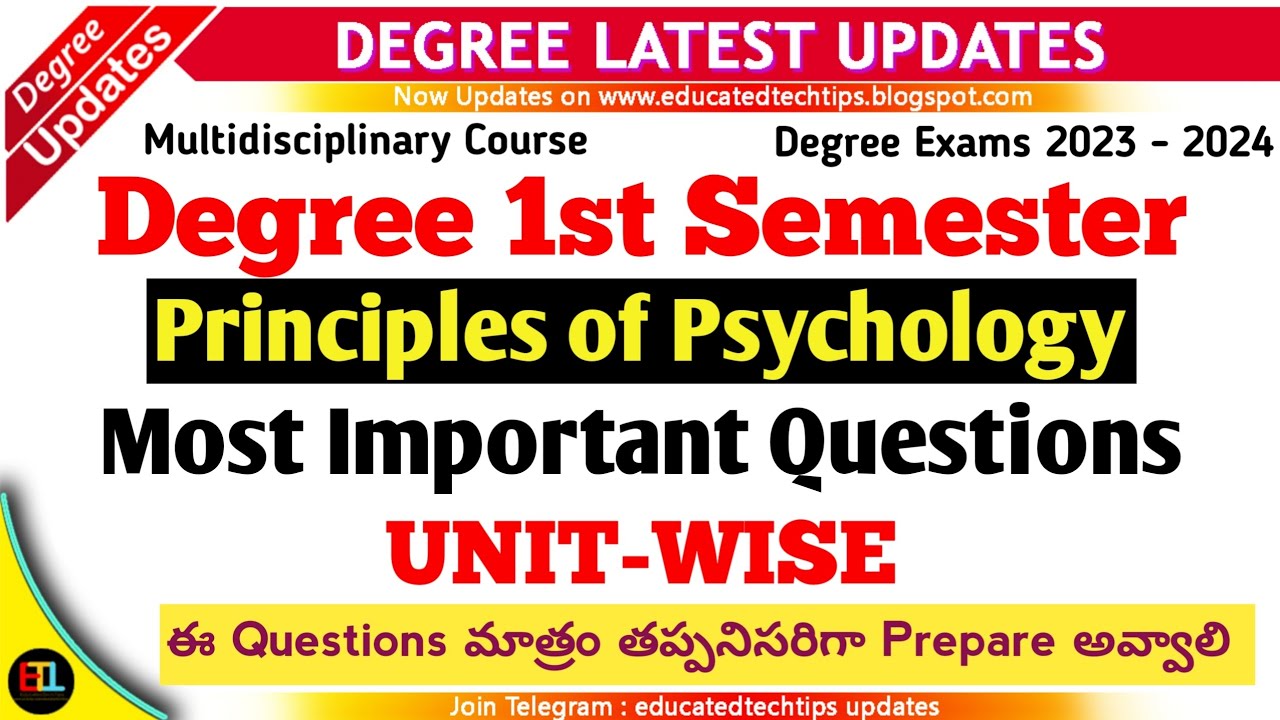 Degree Semester 1 - Principles of Psychology UNIT-WISE Most Important ...