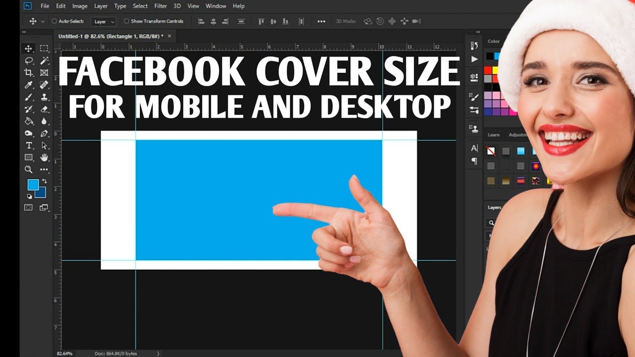 Facebook cover photo size for desktop and mobile in Photoshop, 2022 ...