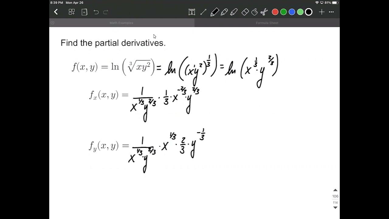 Partial Derivatives of natural log function that contains a radical ...
