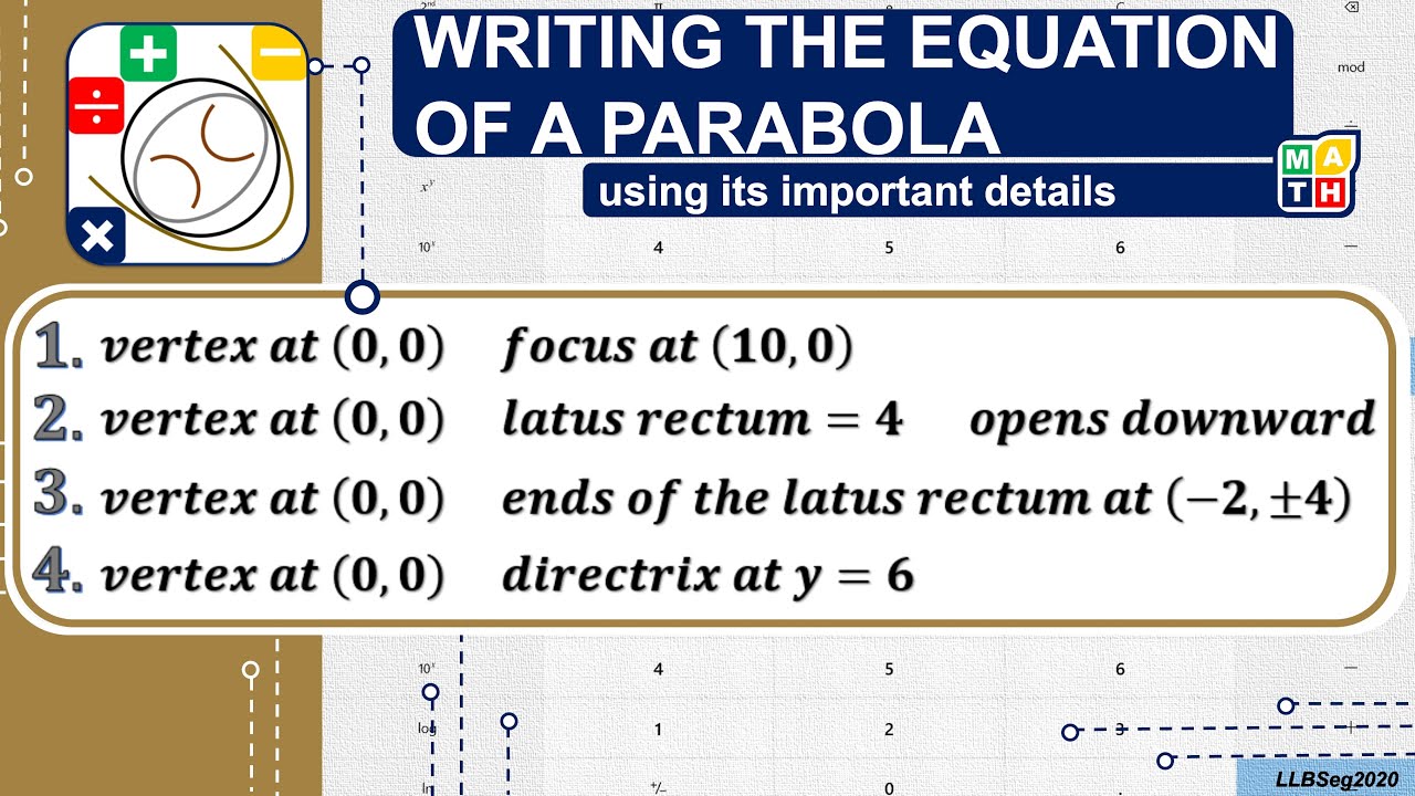 Writing an Equation of a Parabola - Math 10a_U1C1L3_Practice Exercises ...