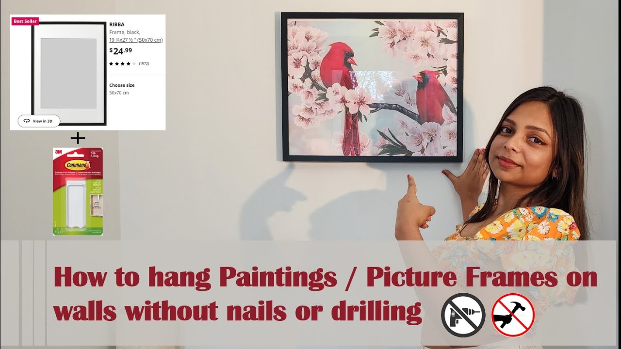 Hang any Paintings/Frames in 30 seconds | No drilling or nails - YouTube