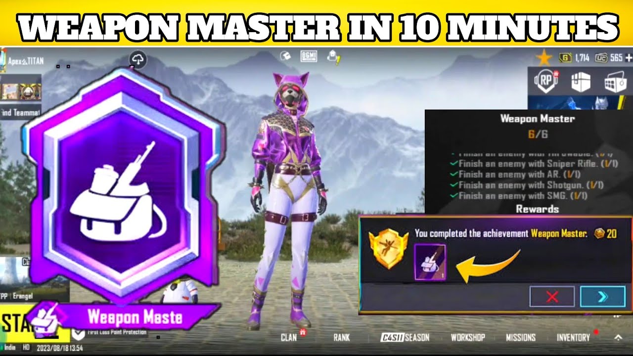 😱 Bgmi Weapon Master Easy Complete in 10 Mints easy trick to get weapon ...