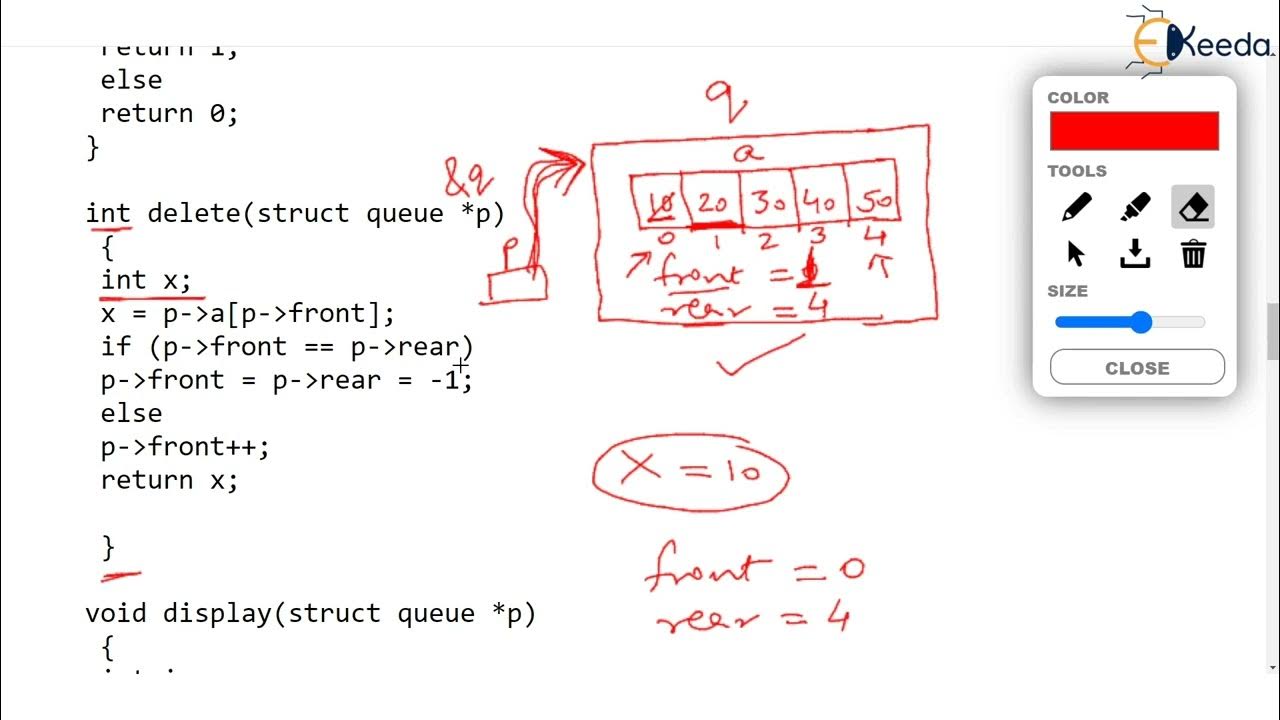 Linear Queue using Array Part 3 Delete Operation | Data Structure Using C - YouTube