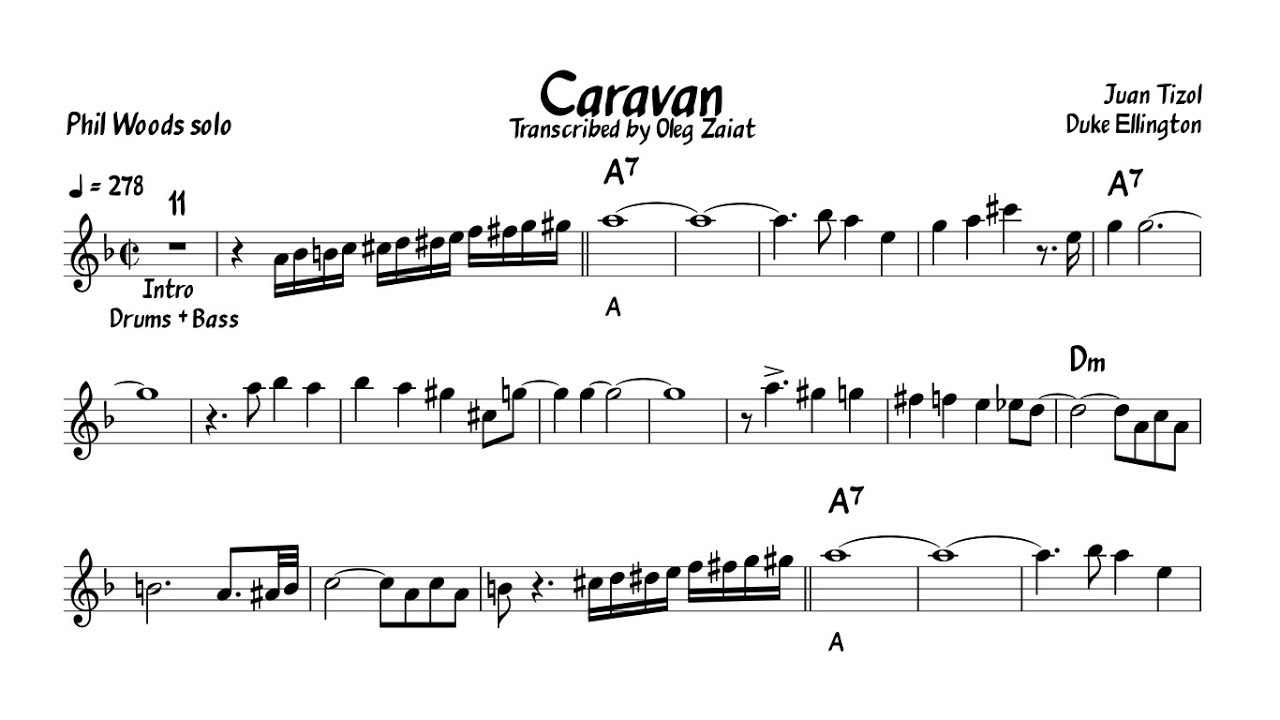 Caravan - Phil Woods (alto sax transcription) - YouTube