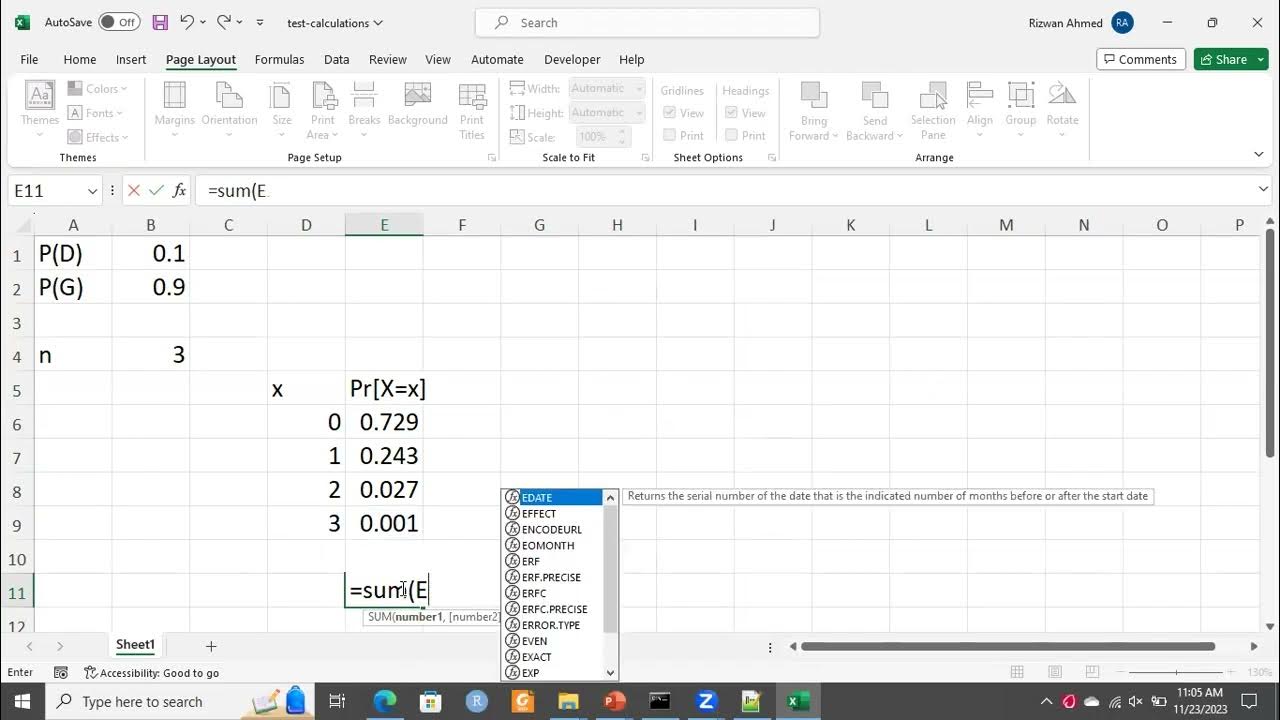 Binomial distribution functions in Excel - YouTube