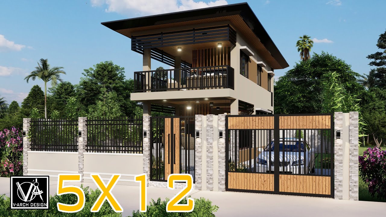 5x12 2 STOREYMODERN TROPICAL HOUSE DESIGN - YouTube