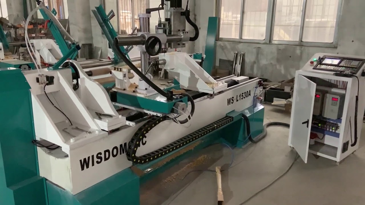 4 Axis Auto loading unloading CNC wood lathe for wood turning and ...