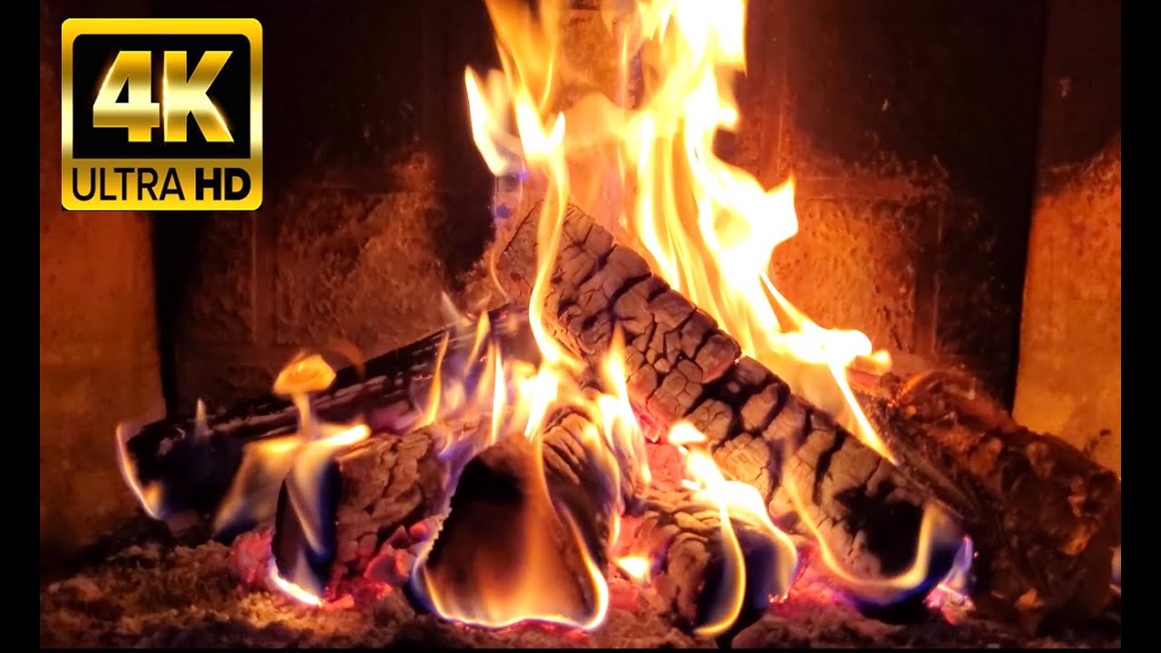🔥Crackling Fireplace 4K. 10 HOURS. Relaxing Fireplace with Burning Logs and Crackling Fire ...