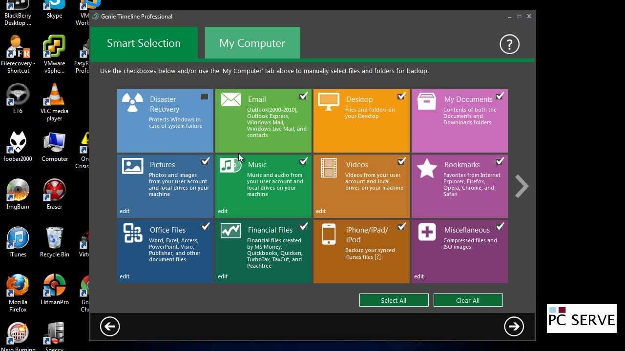 PC Serve How to backup machine using Genie Timeline - YouTube
