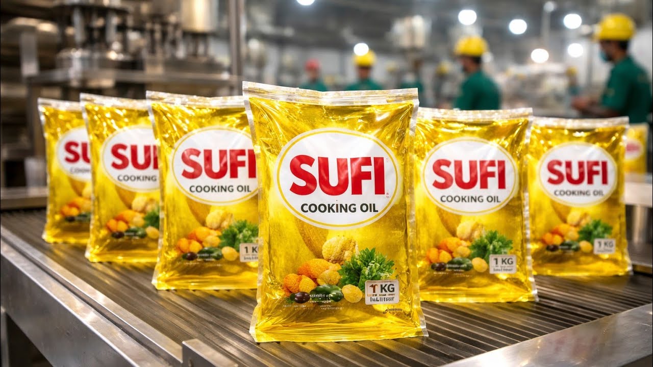 How Cooking Oil is Made | 1 KG Sufi Oil Pouch Factory Tour - YouTube